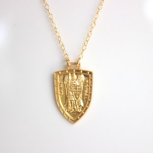 Gold Saint Michael Shield Necklace Women Sterling Silver St Michael ...