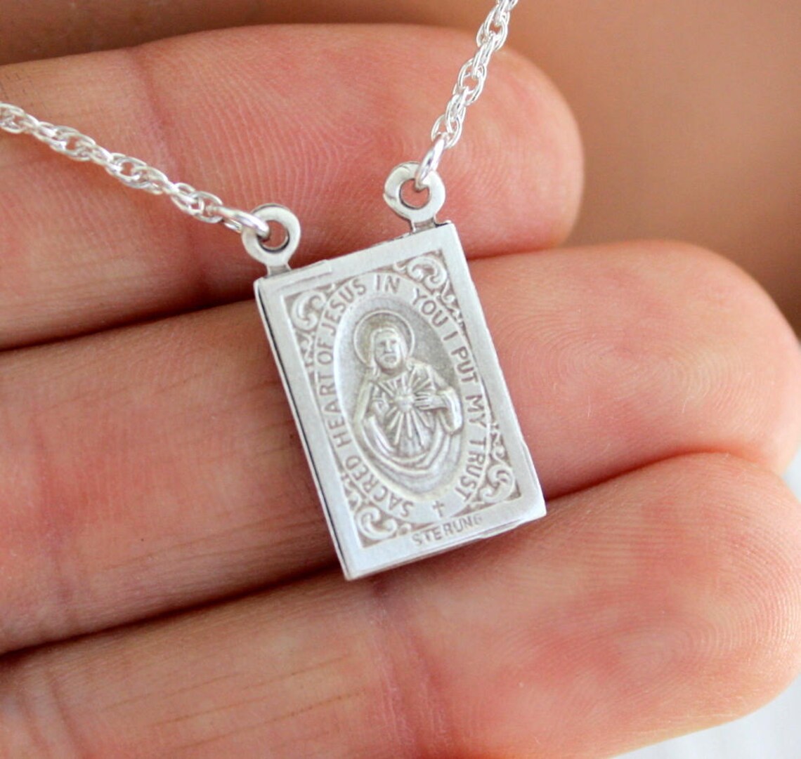 Scapular Necklace Sterling Silver Jewelry Women Men Pendant | Etsy