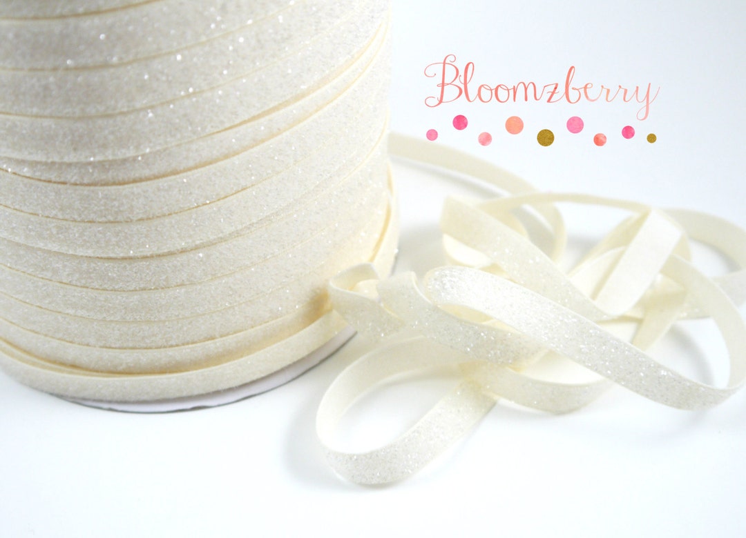 3/8" Glitter Elastic - Ivory Color - Frosty Ivory Glitter Elastic ...