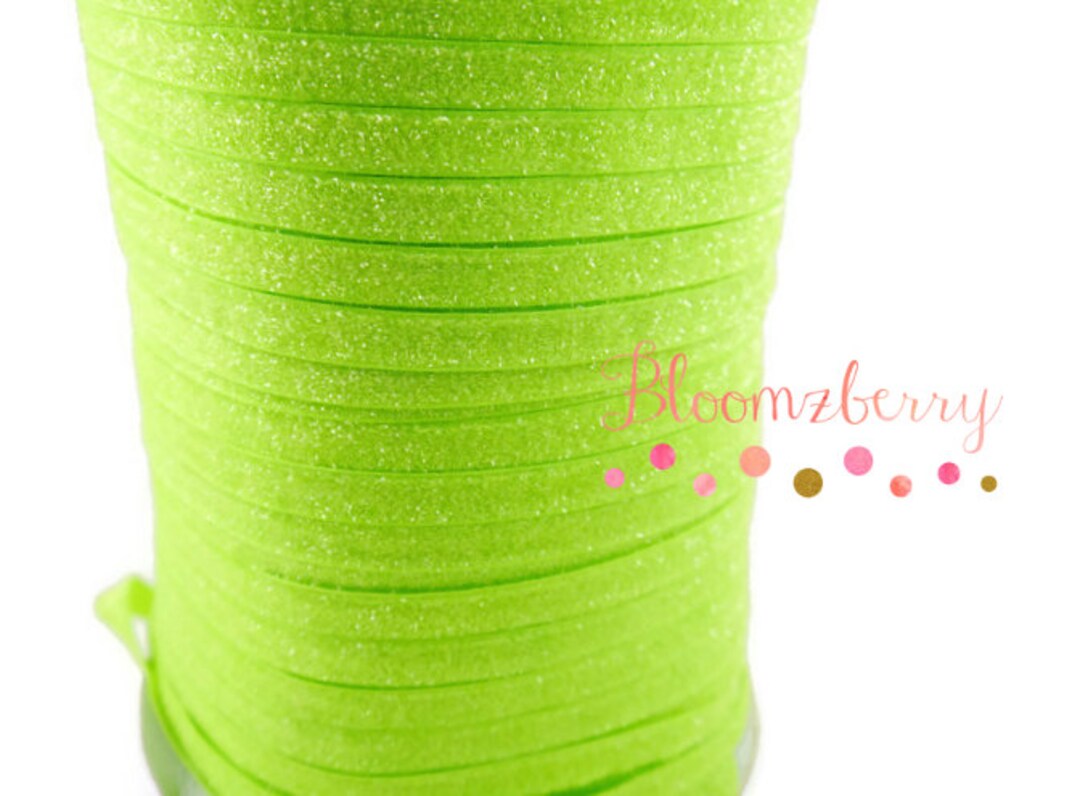 3/8" Glitter Elastic - Key Lime Color -green Velvet Glitter Elastic ...