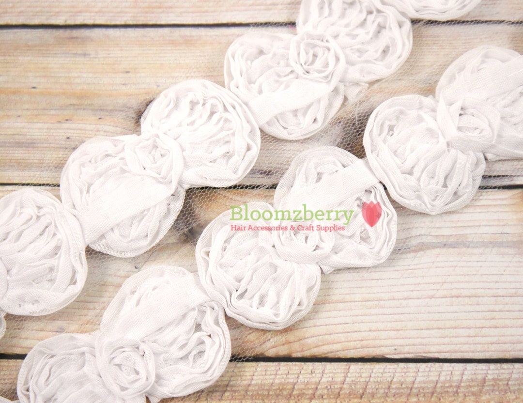2.5" Shabby Bow Trim - White Color - White Bow Trim - White Shabby Bow ...
