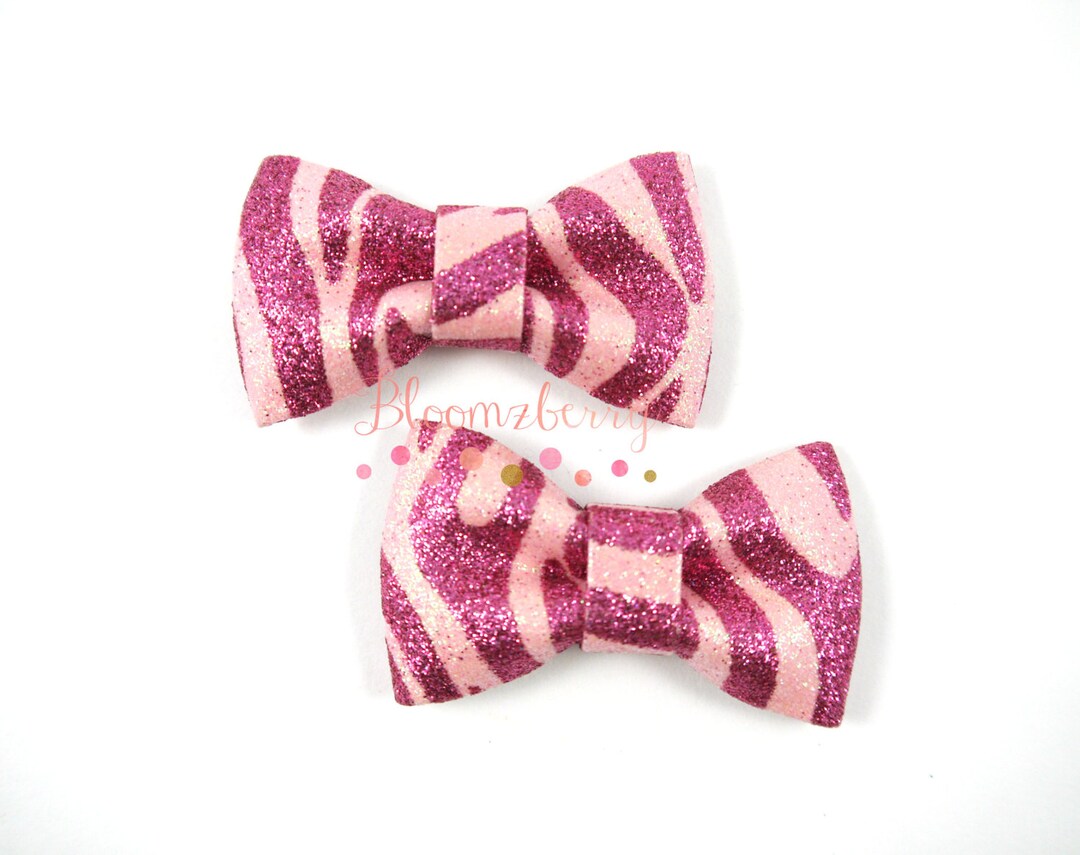 2.5" Glitter Bow - Pink Zebra Color - Zebra Glitter Bows - Pink Zebra ...