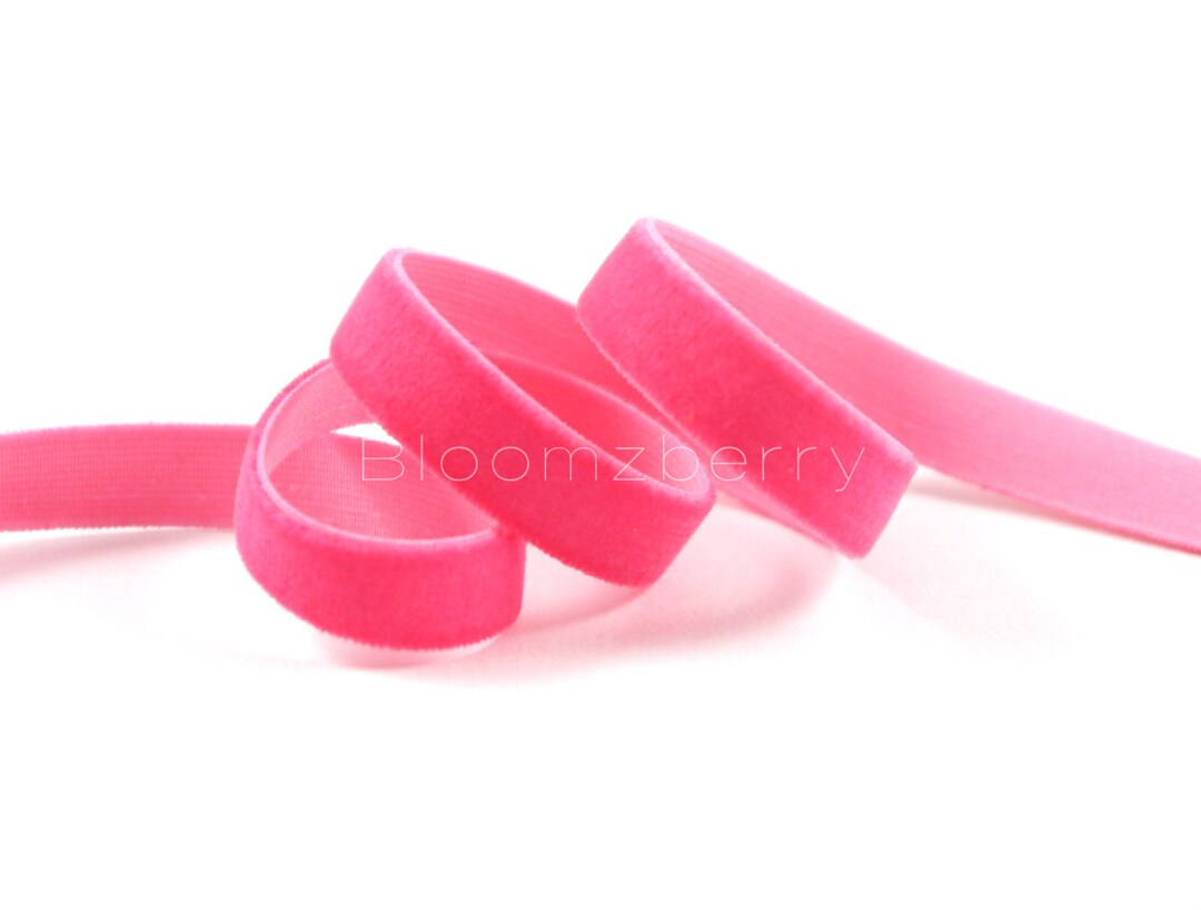 3/8" Velvet Elastic - Hot Pink Color - Hot Pink Elasic - Stretchy ...