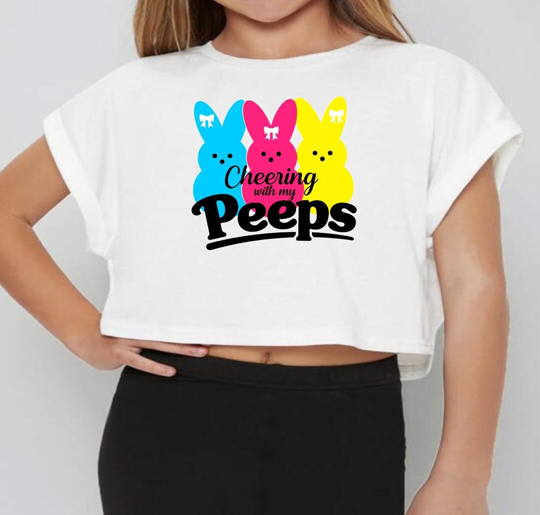 Cheering With My Peeps-cheer Crop Easter- Cheer Easter Shirt- Cheer ...