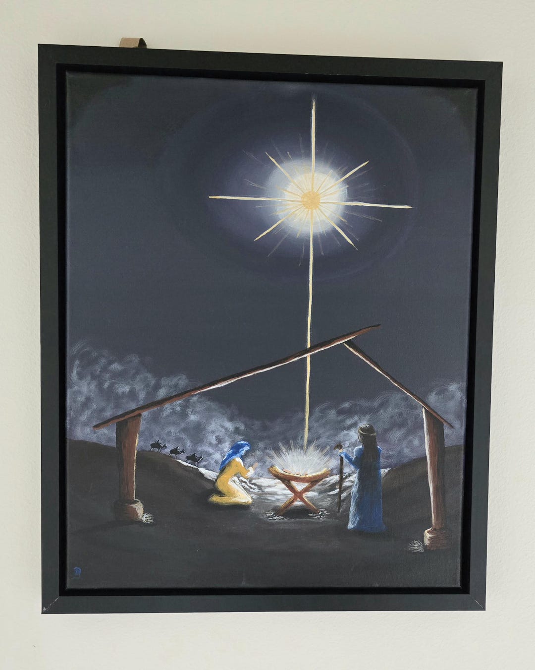Bethlehem Baby Jesus Acrylic Painting Art Framed 16x20 Stretched Canvas ...