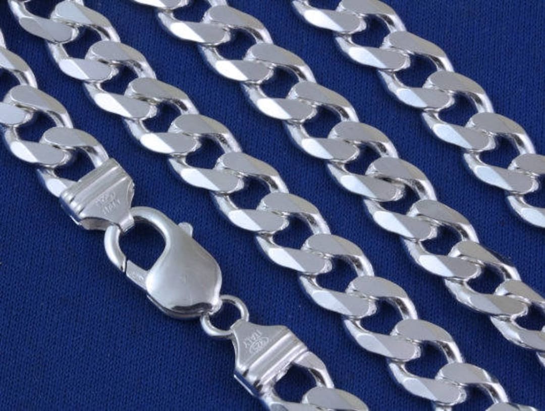 Solid 925 Sterling Silver Curb Chain, Chuncky Genuine Silver Thick ...