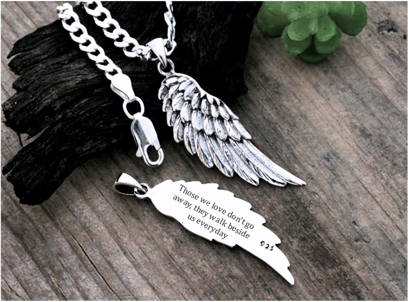 Engraved Wing. Sterling Silver Wing Necklace. Customized Wing - Etsy