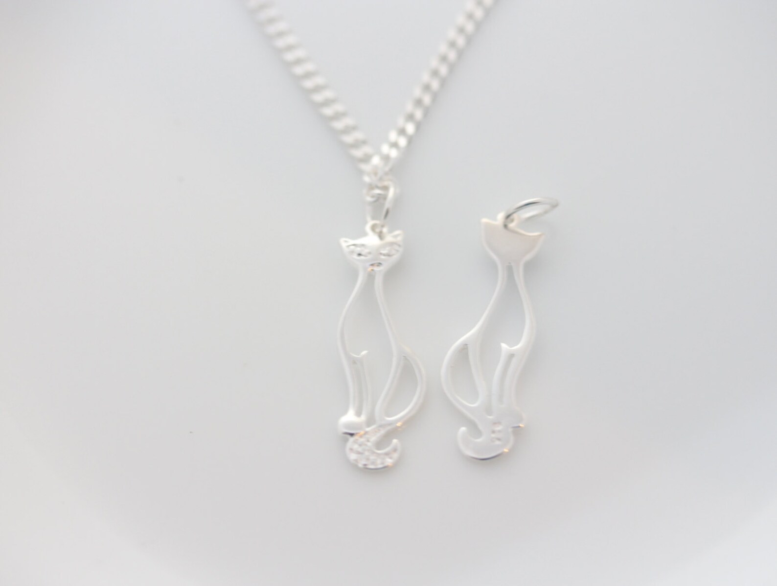 Sterling Silver Cat Necklace Elegant Cat Lovers Necklace - Etsy