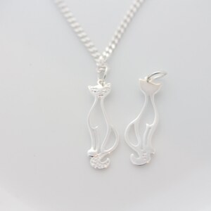 Sterling Silver Cat Necklace Elegant Cat Lovers Necklace - Etsy