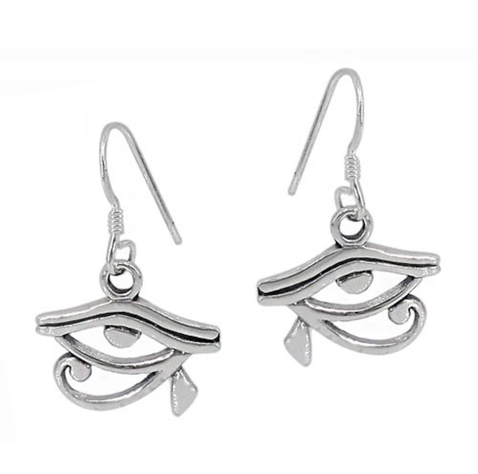 Sterling Silver Eye of Horus Earrings Egyptian Eye Earrings Leverback ...