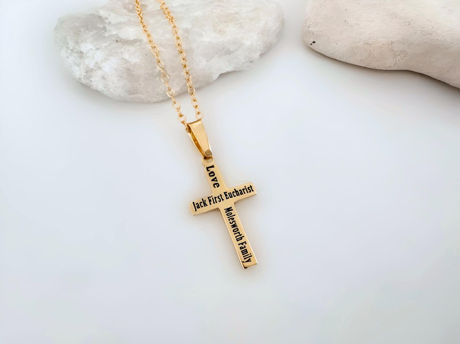 Engraved Gold Cross for Women Personalized Gold Cross Necklace. Small ...