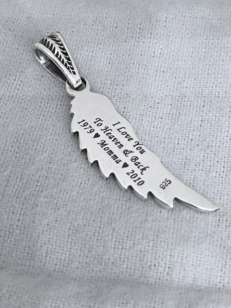 Engraved Wing. Sterling Silver Wing Necklace. Customized Wing - Etsy