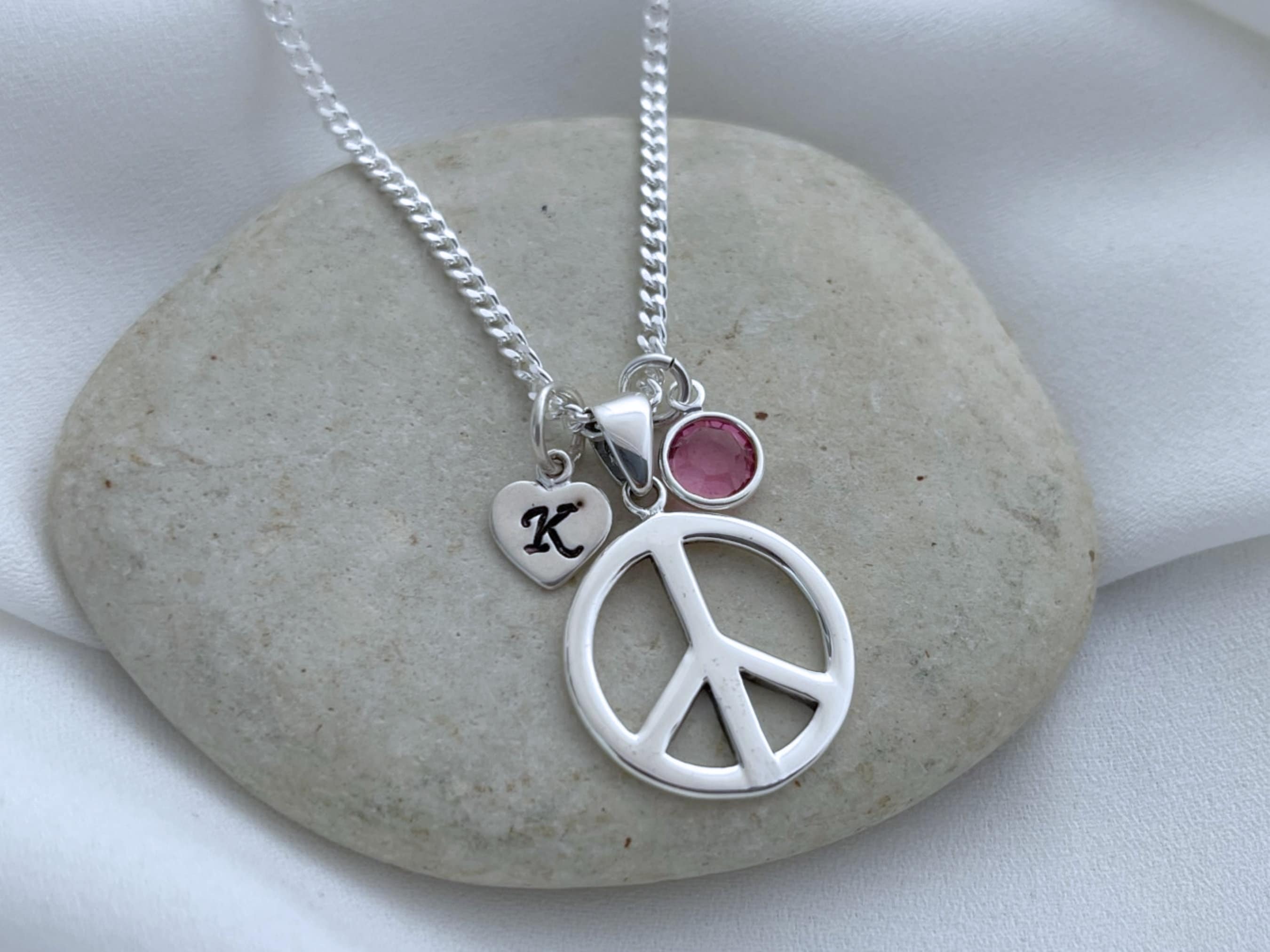 Sterling Silver Peace Sign Necklace, Small Charms No Included. Silver ...
