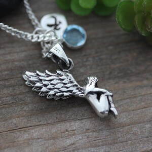 Silver Angel Necklace Sterling Silver Guardian Silver Angel | Etsy