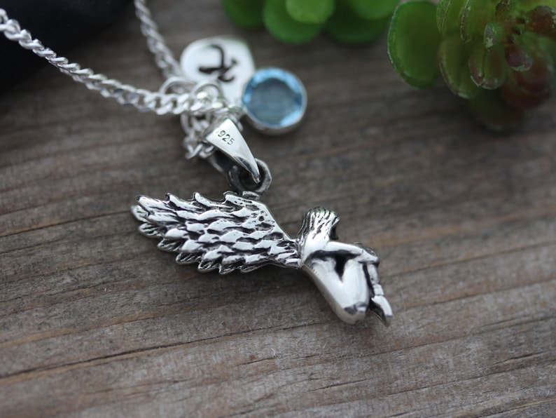Silver Angel Necklace Sterling Silver Guardian Silver Angel - Etsy