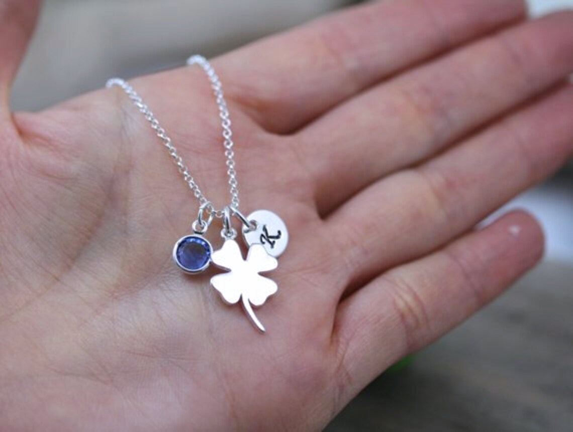STERLING Silver Clover Necklace Personalized With - Etsy