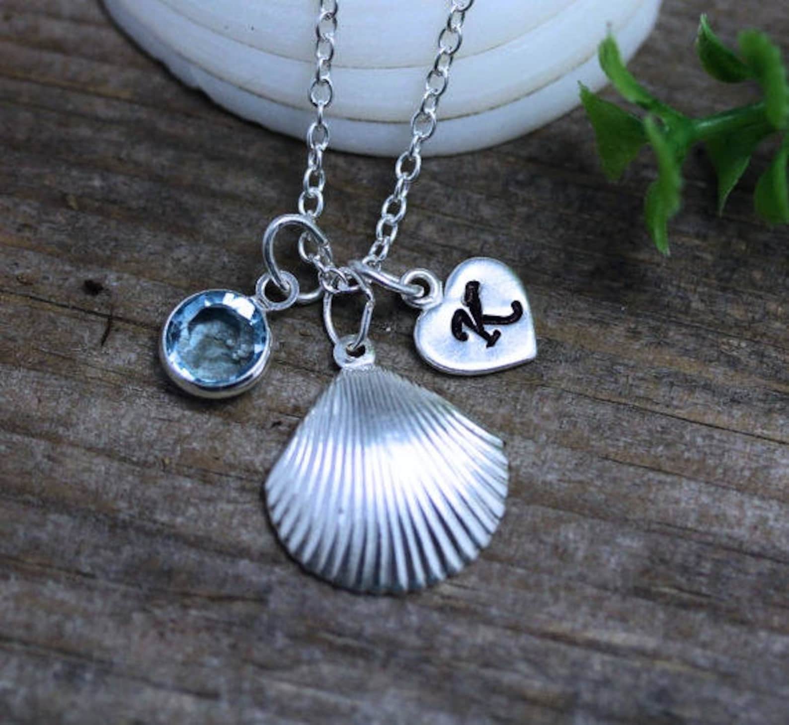 Personalized Sterling Silver Sea Shell Necklace Sterling - Etsy