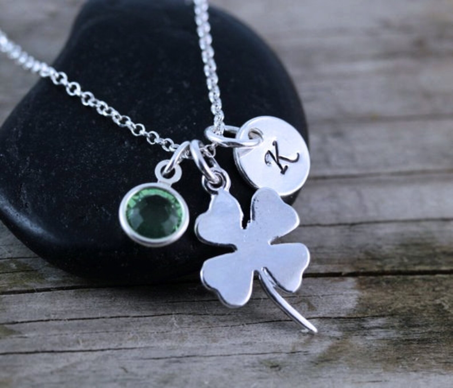 STERLING Silver Clover Necklace Personalized With - Etsy