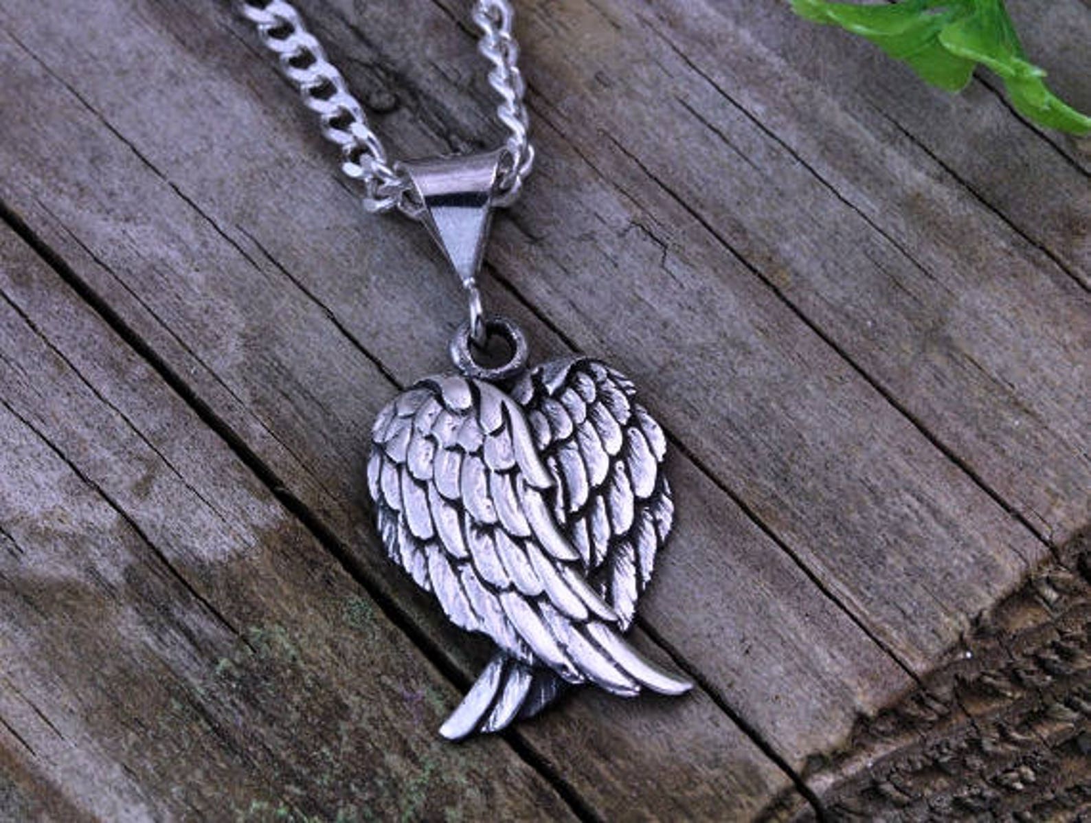 Sterling Silver Angel Wings Necklace Guardian Angel Necklace - Etsy
