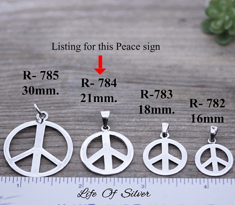 Sterling Silver Peace Sign Necklace Peace Silver Peace Sign Pendant ...