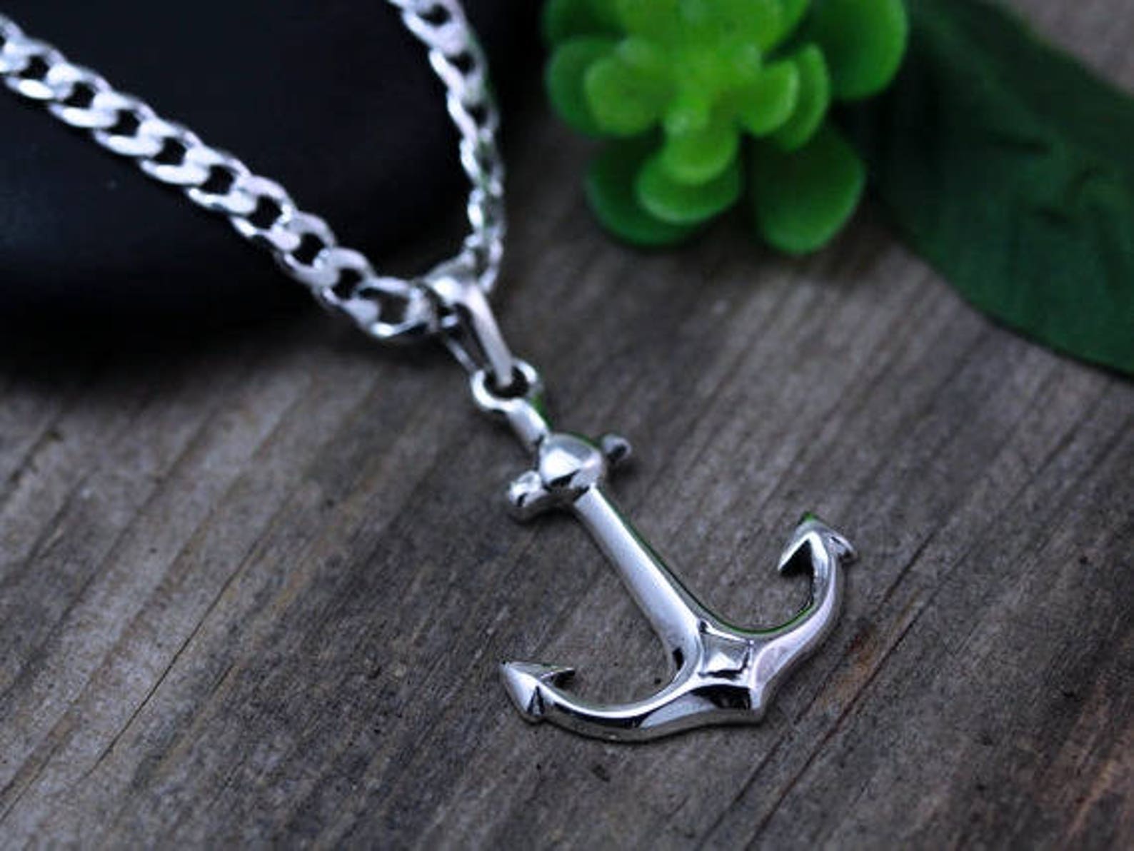 Sterling Silver Anchor Necklace Silver Anchor Necklace - Etsy