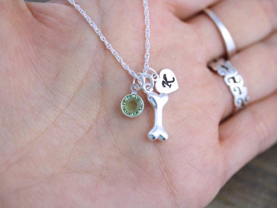 Dog Bone Silver Dog Bone Necklace Choose Chain Personalized | Etsy