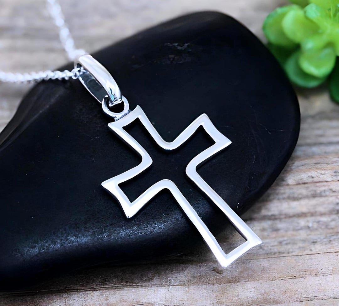 Cut Cross Necklace Sterling Silver Cross Jewelry. Sm Charms No Incl ...