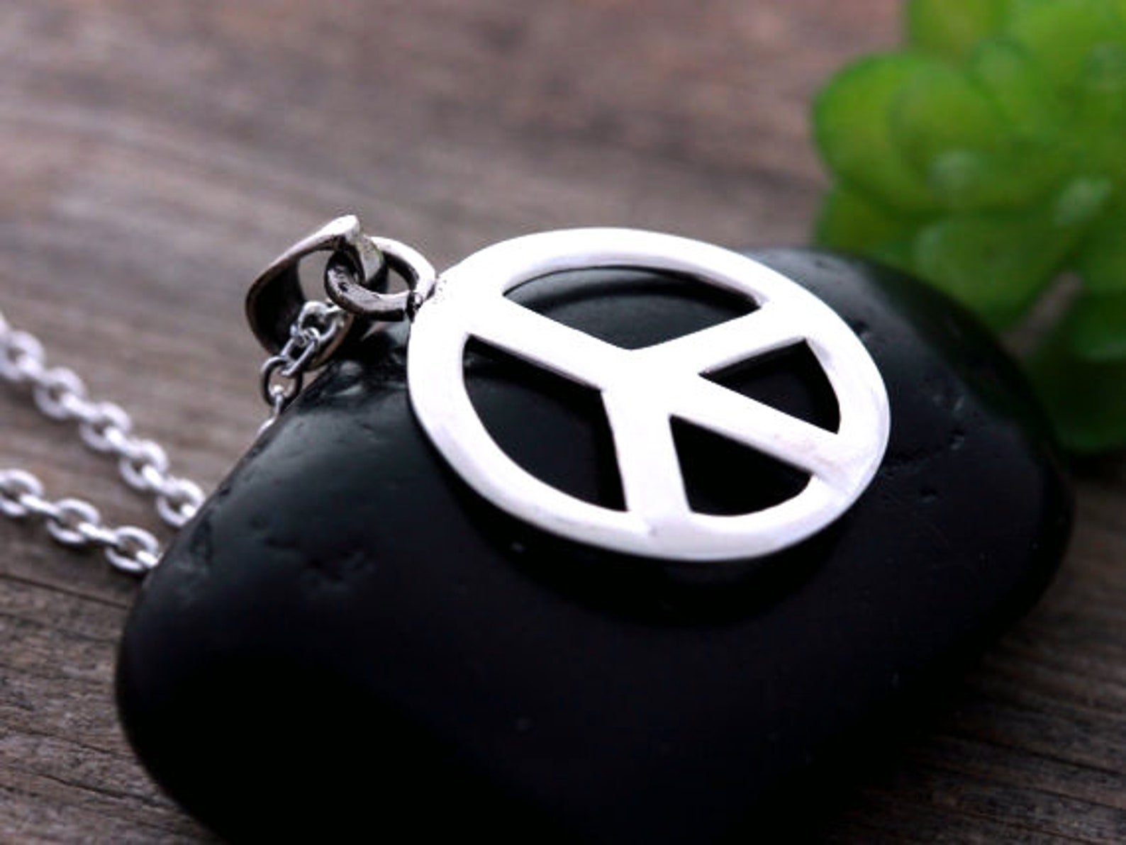 Sterling Silver Peace Sign Necklace Mens Peace Necklace | Etsy