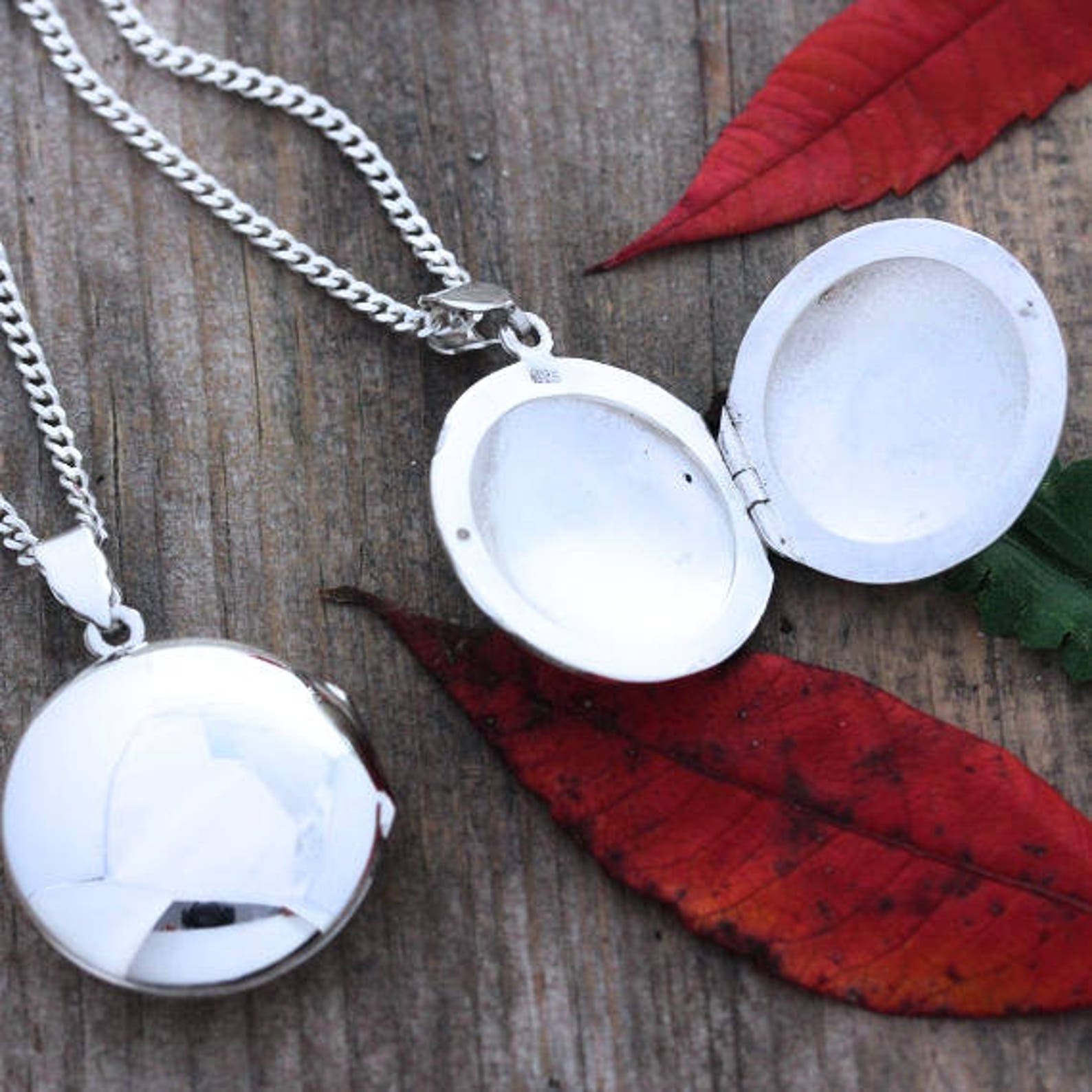 Sterling Silver Locket Round Locket Mens Locket Leather - Etsy