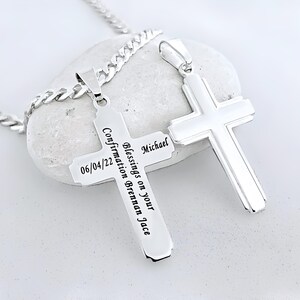 Personalized Sterling Silver Cross Necklace, Custom Unisex Pendant ...