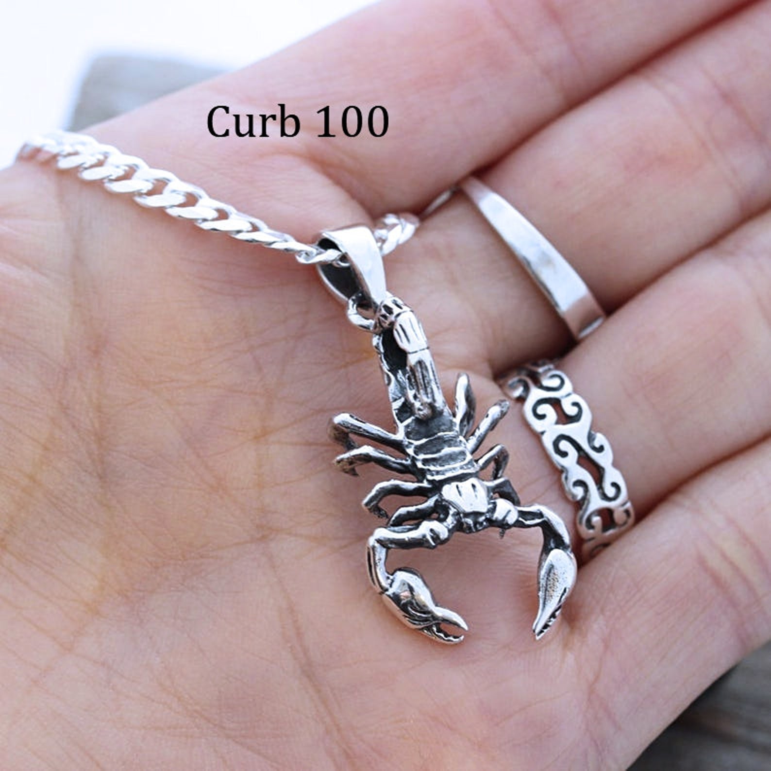 Sterling silver Scorpion Necklace Choose Chain Exotic silver | Etsy
