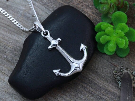 Sterling Silver Anchor Necklace Silver anchor necklace | Etsy
