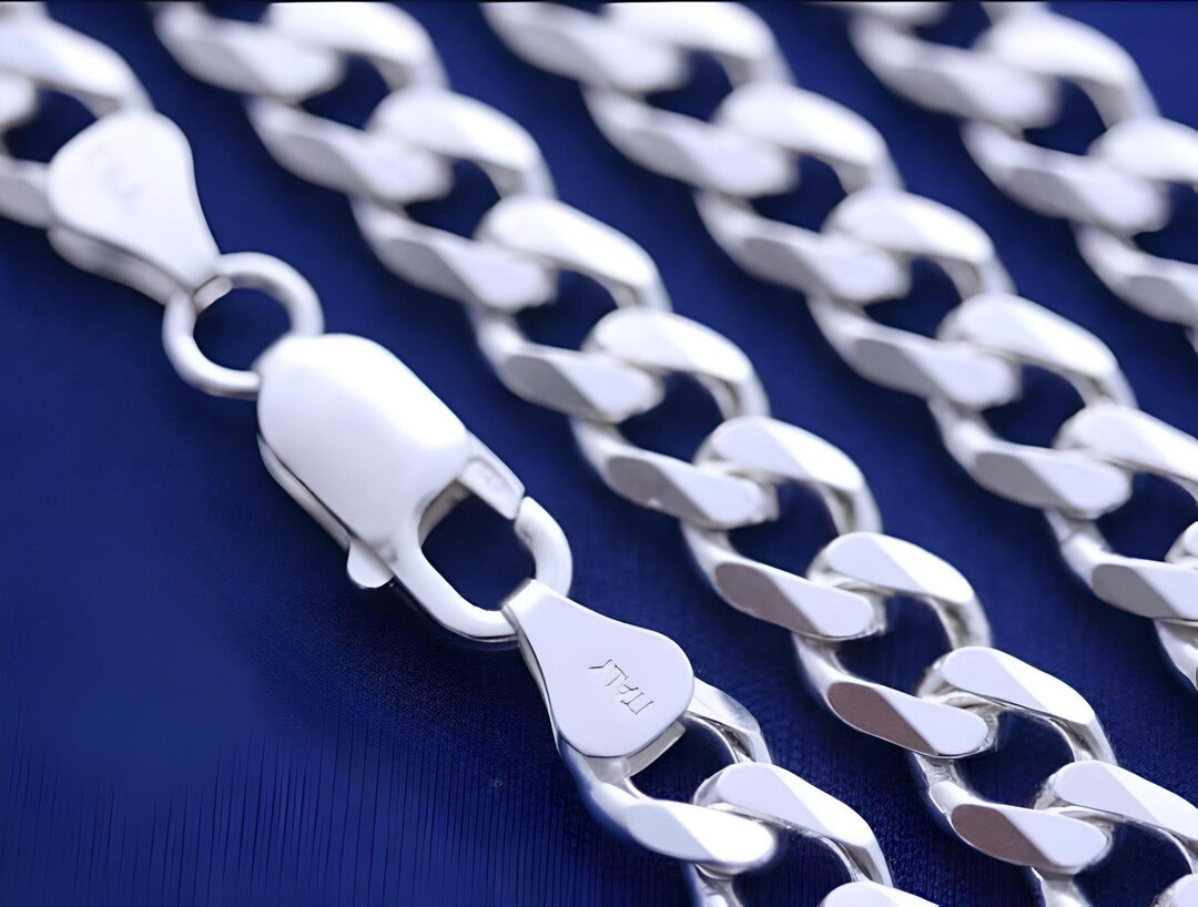 Genuine 925 Sterling Silver Curb Chain 92.5 Silver Thick Chain 5.7mm ...