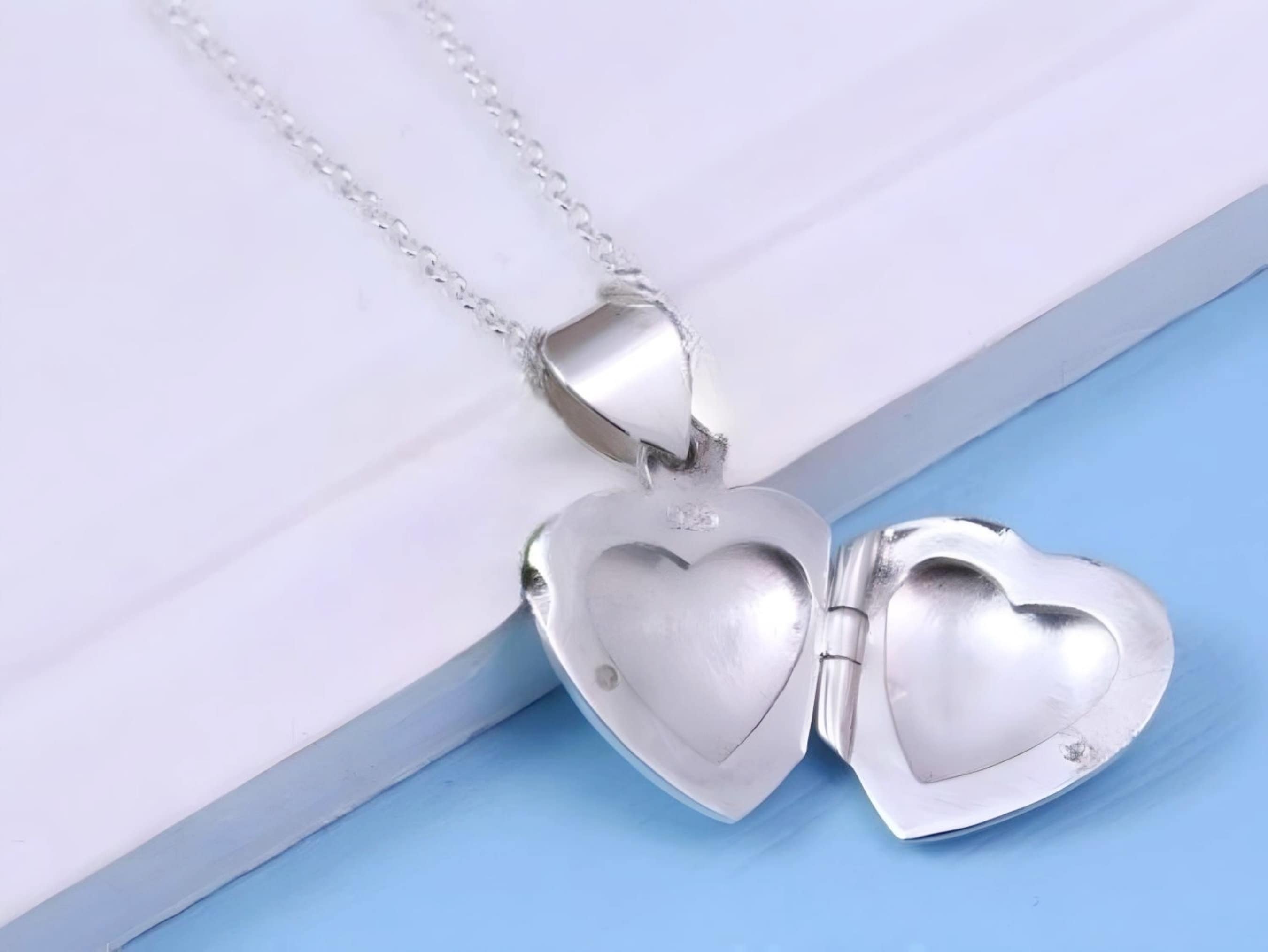 Puffy Sterling Silver Heart Locket Necklace, Choose Sterling Chain ...