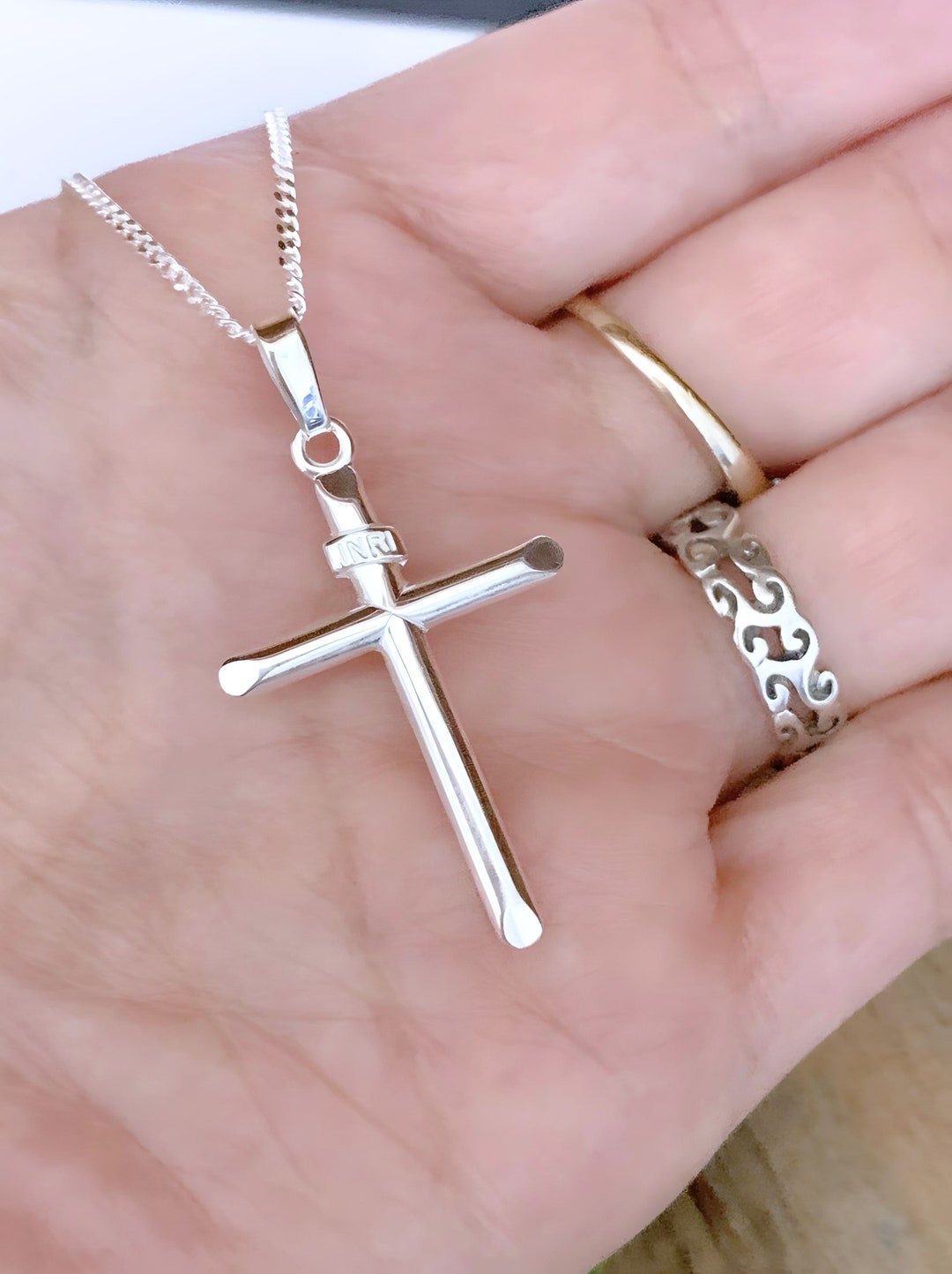 Sterling Silver Cross Necklace Silver Cross Pendant, RIP Classic Design ...