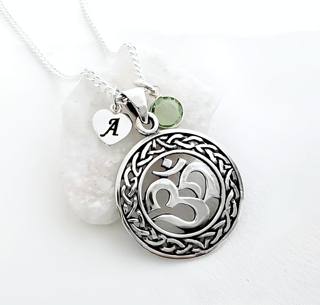 Ohm Necklace, Sterling Silver OM Necklace, Personalized Initial ...