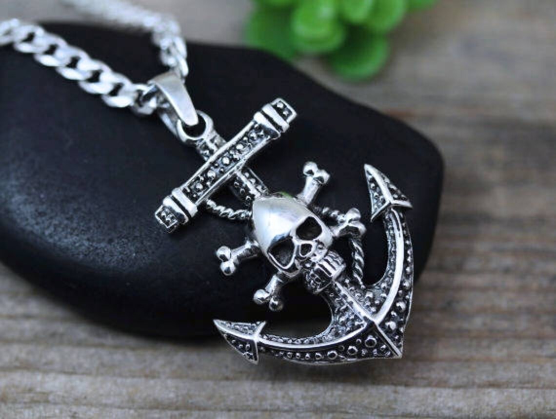 Sterling Silver Anchor Sterling Anchor Necklace Nautical - Etsy