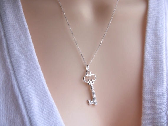 Key Necklace Sterling Silver Key Necklace. Personalized Key - Etsy UK