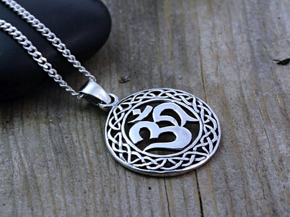 Silver OM Necklace Sterling Silver Ohm Jewelry Choose Your | Etsy