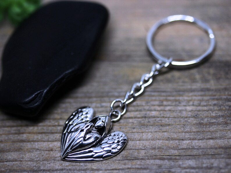 925 Sterling Silver Guardian Angel Keychain. Key Chain Angel. | Etsy
