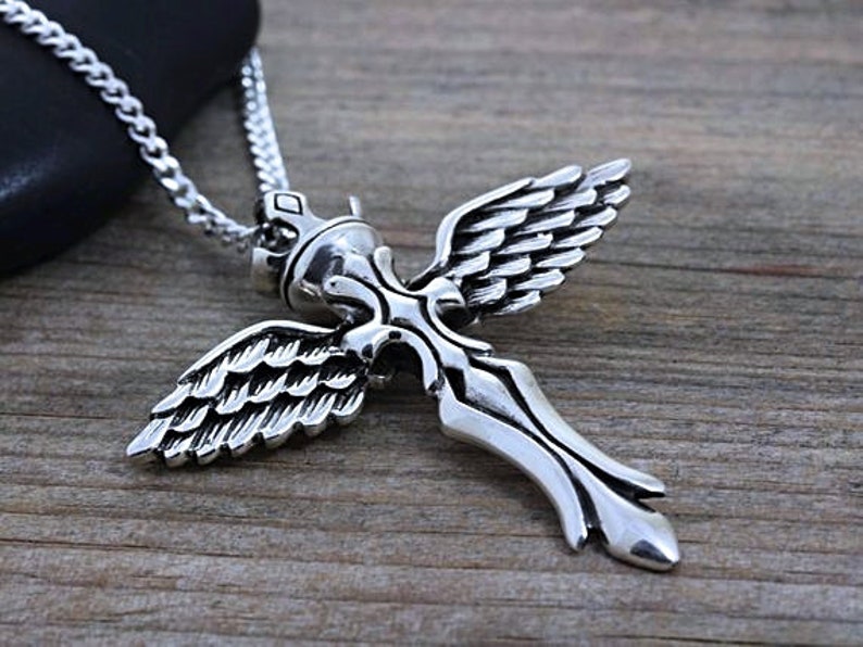 Sterling Silver Angel Cross Necklace Choose Sterling Chain. | Etsy