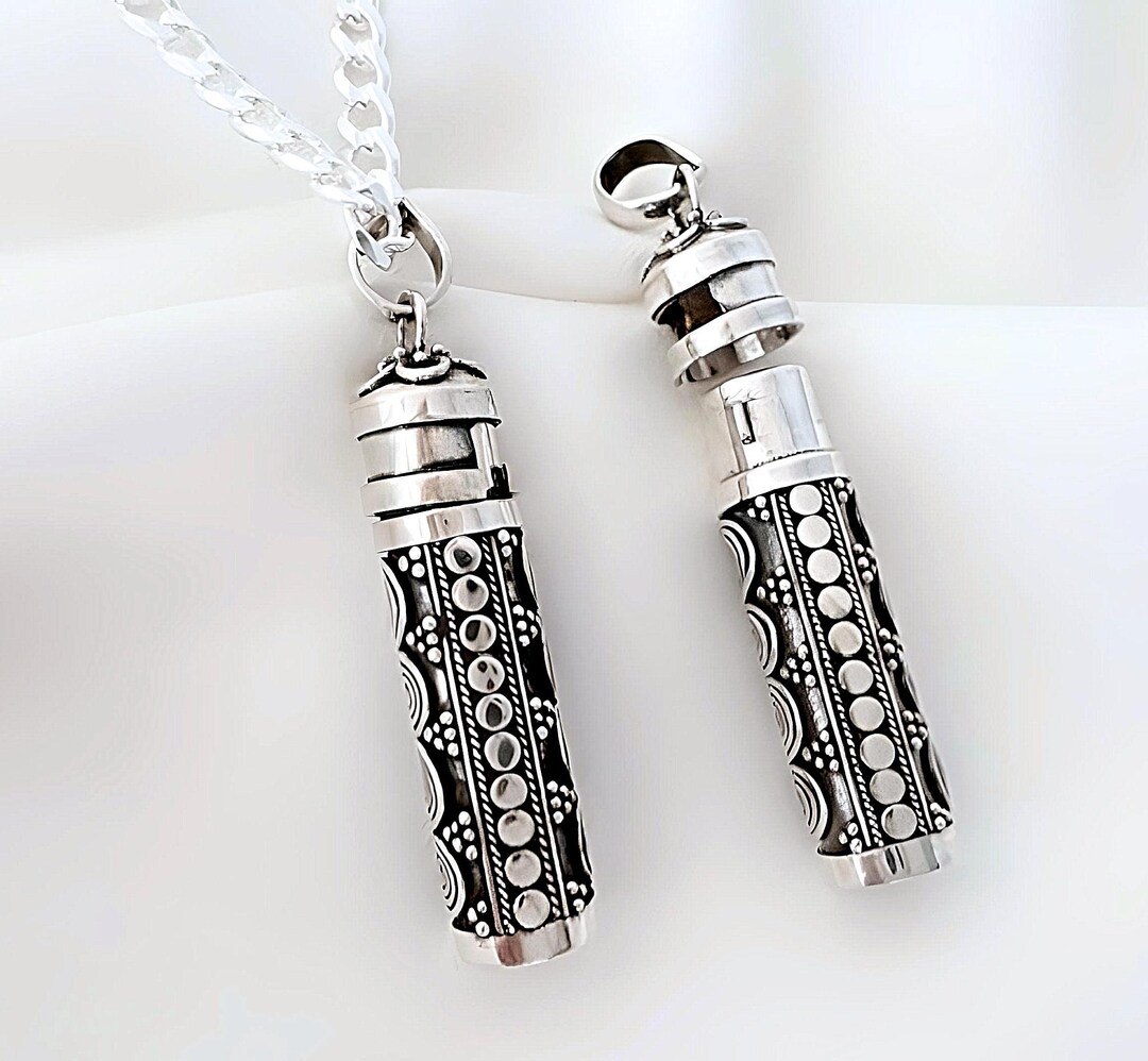 Sterling Silver Urn Necklace Ashes Box Necklace Container Urn Ashes ...
