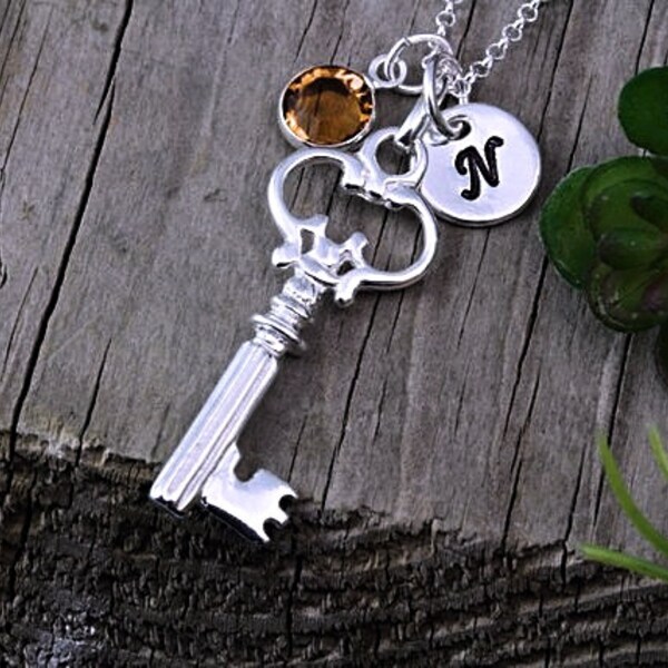 Silver Key Necklace - Etsy