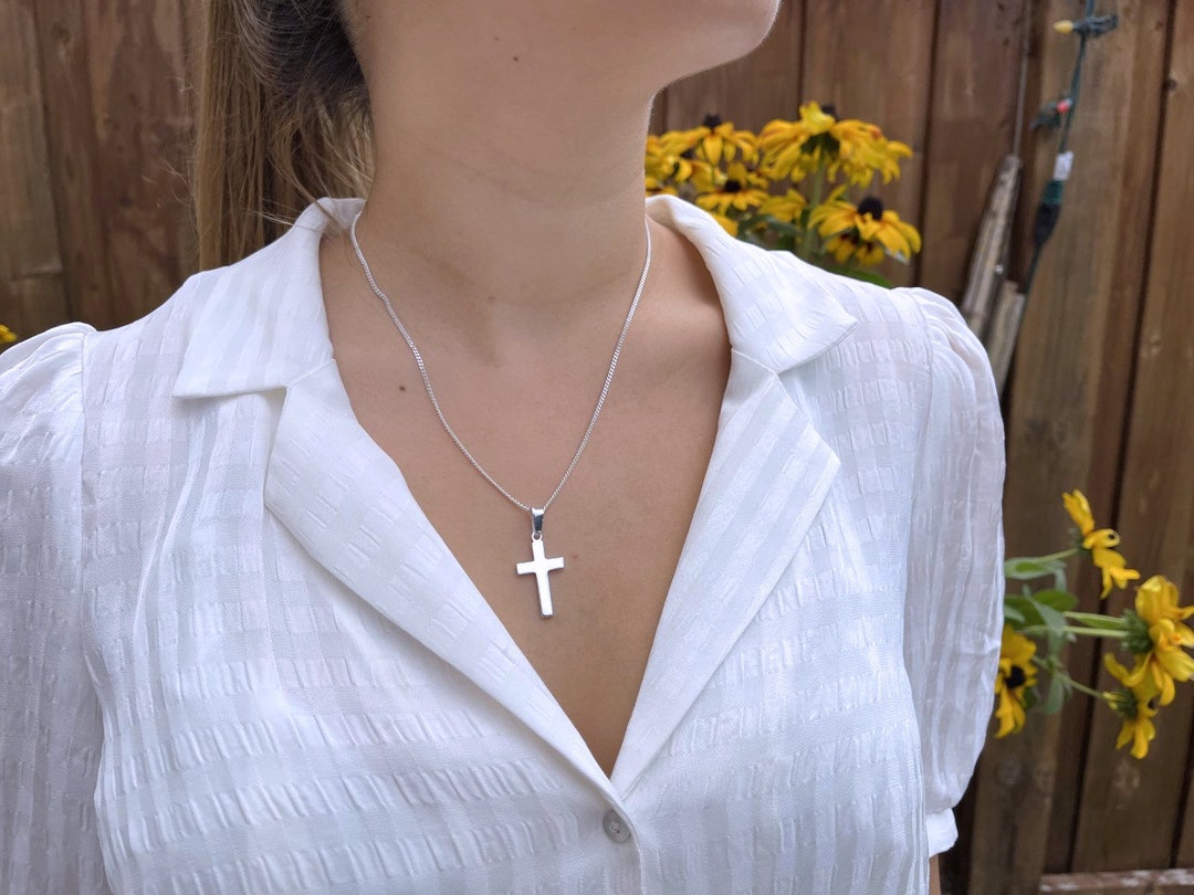 925 Solid Sterling Silver Cross Smooth Silver Cross Pendant. Choose ...