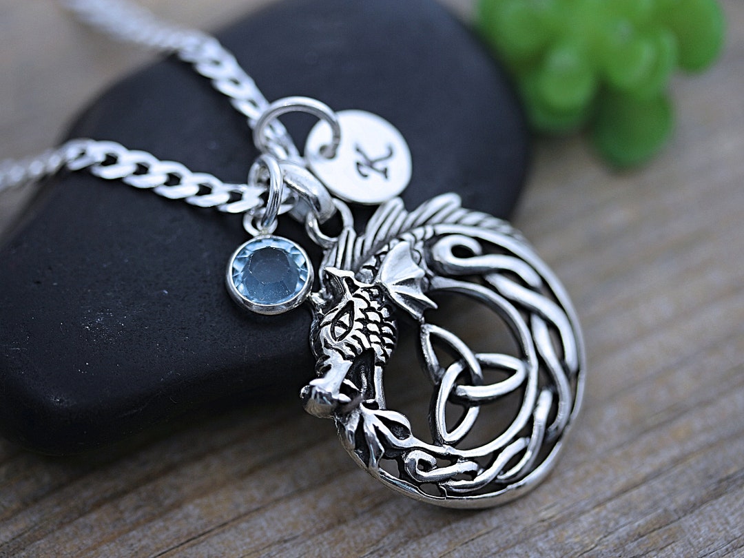 Sterling Silver Dragon Necklace, Trinity Celtic Dragon 2 Customized ...