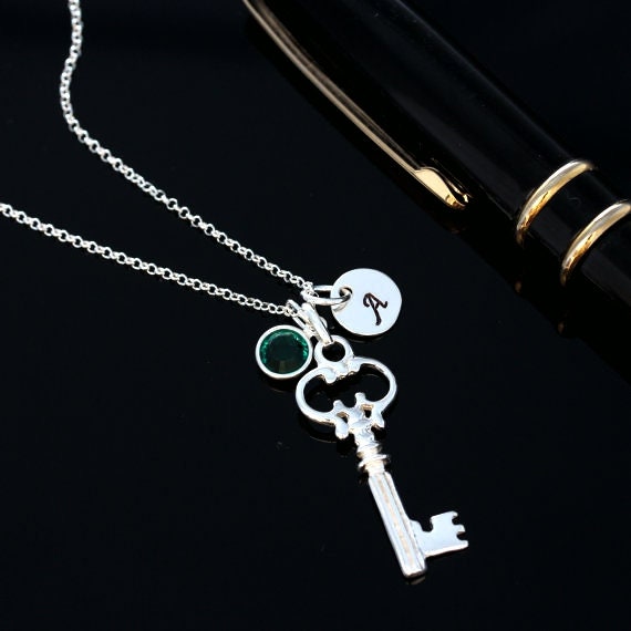 Key Necklace Sterling Silver Key Necklace. Personalized Key - Etsy UK