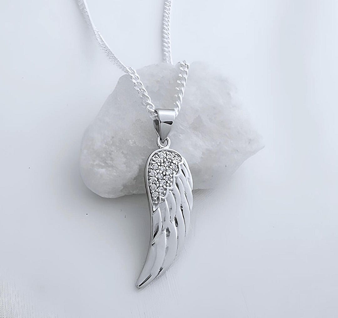 Sterling Silver Angel Wing Necklace Guardian Angel Wing Necklace With ...