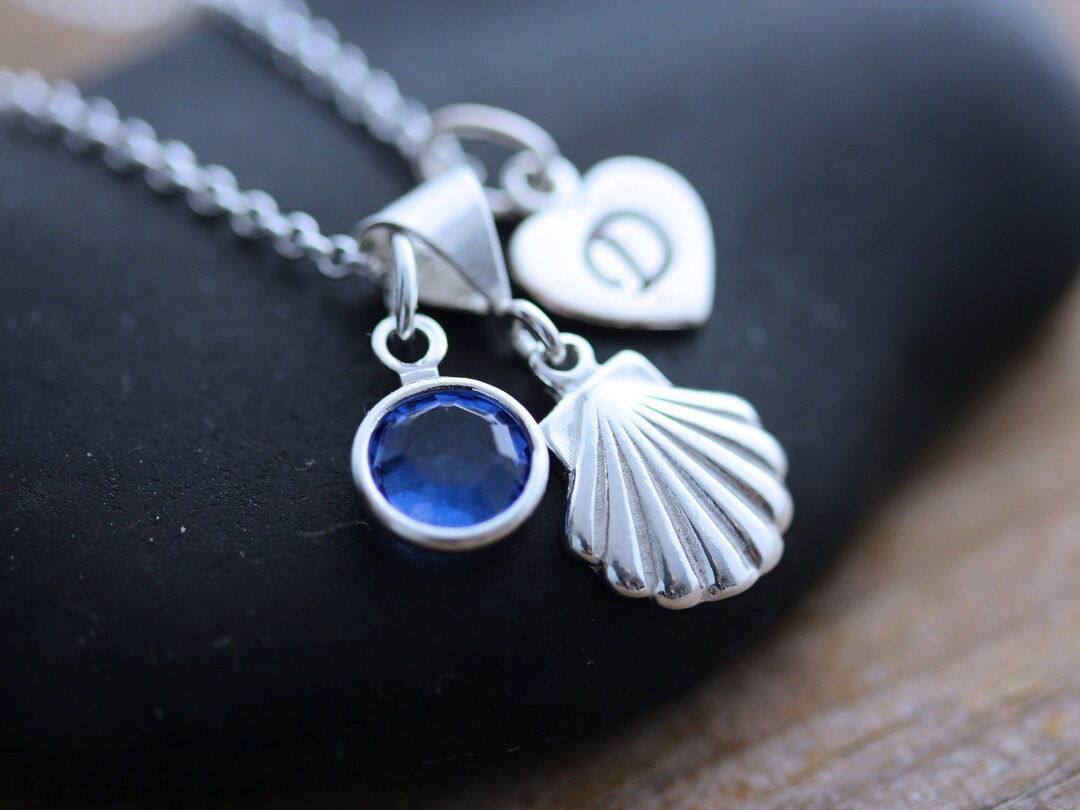 Personalized Sterling Silver Sea Shell Necklace, Sterling Silver Shell ...