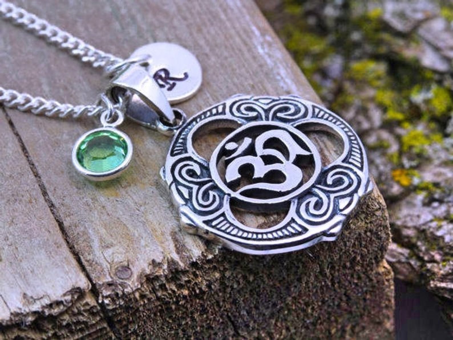 Silver OM Necklace Sterling silver Om jewelry Choose Chain | Etsy