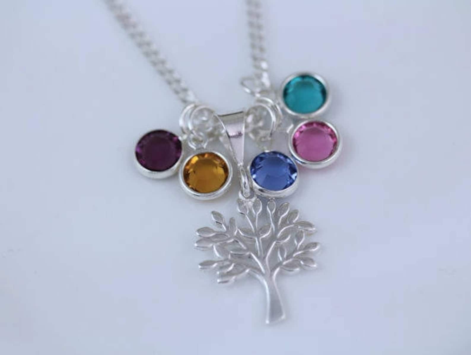 Sterling Silver Family Tree Necklace, Family Tree Necklace With 2 ...